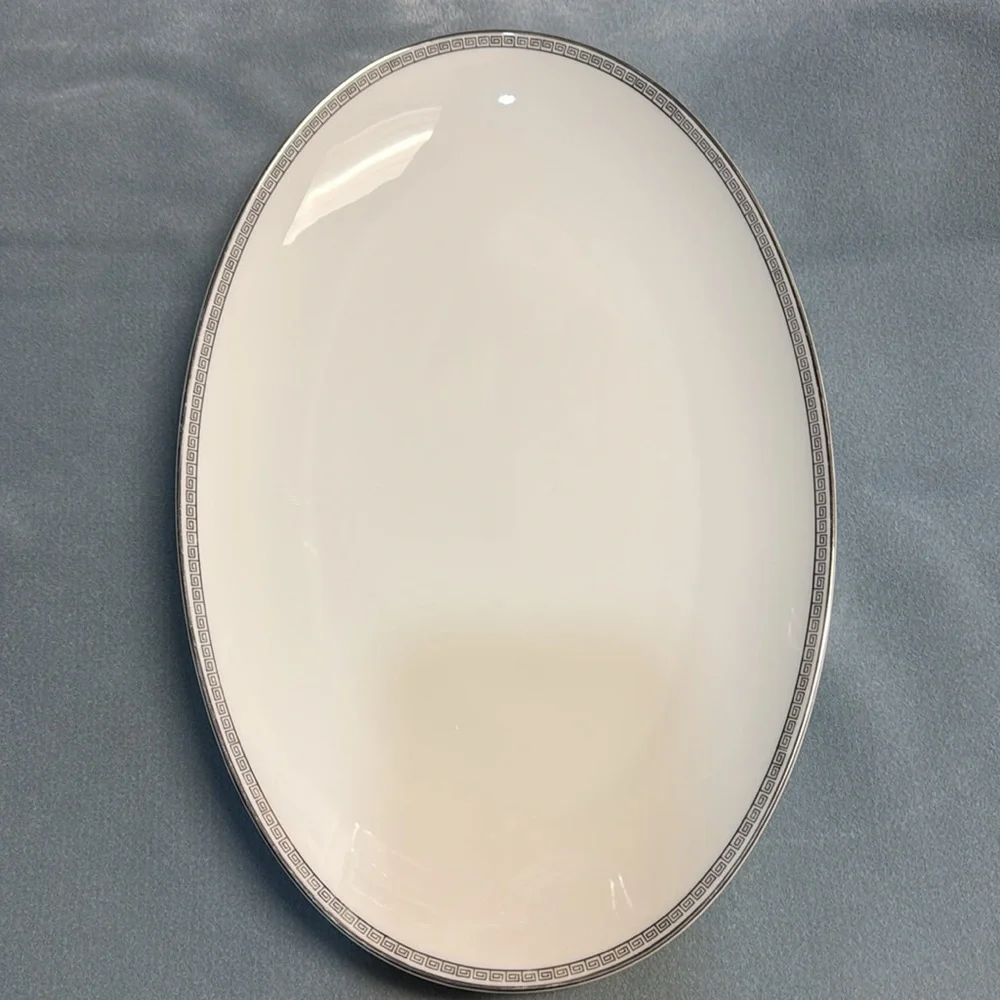 Noritake | Dining | Noritake Silver Greek Key White Oval Platter With ...